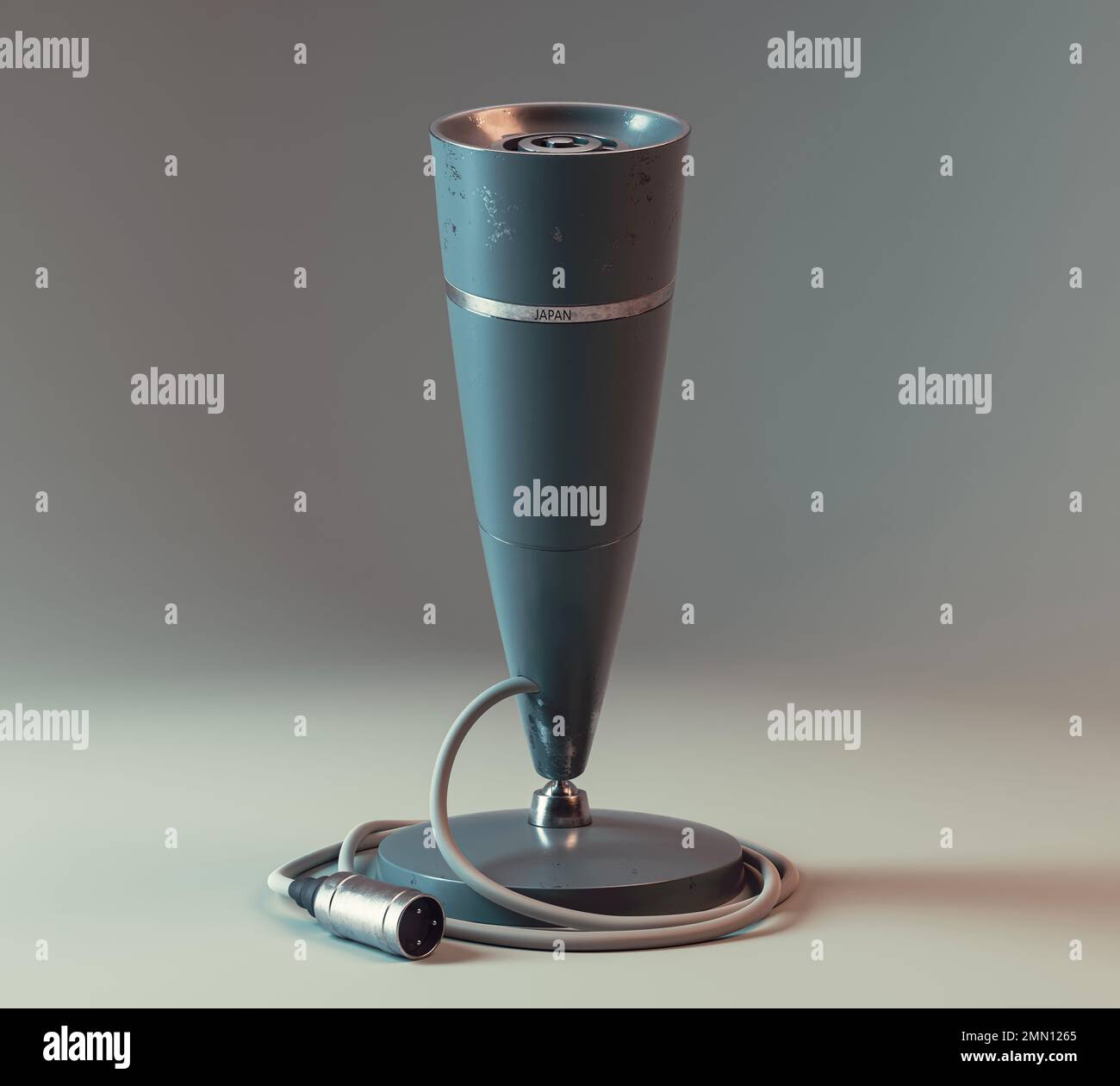 A vintage antique desk microphone on an isolated white background - 3D ...