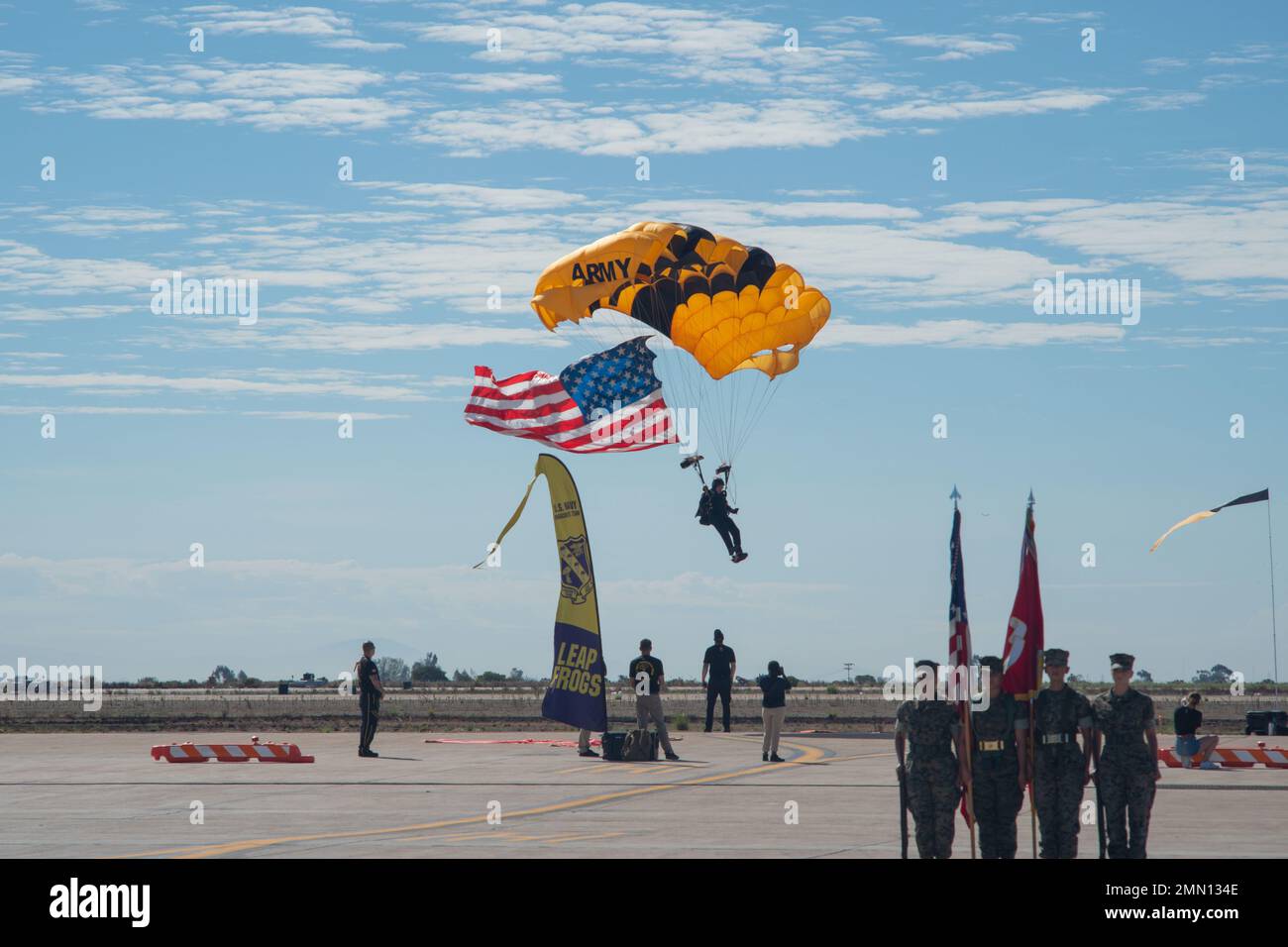The U.S. Army Parachute Team conducts a demonstration at the 2022 ...