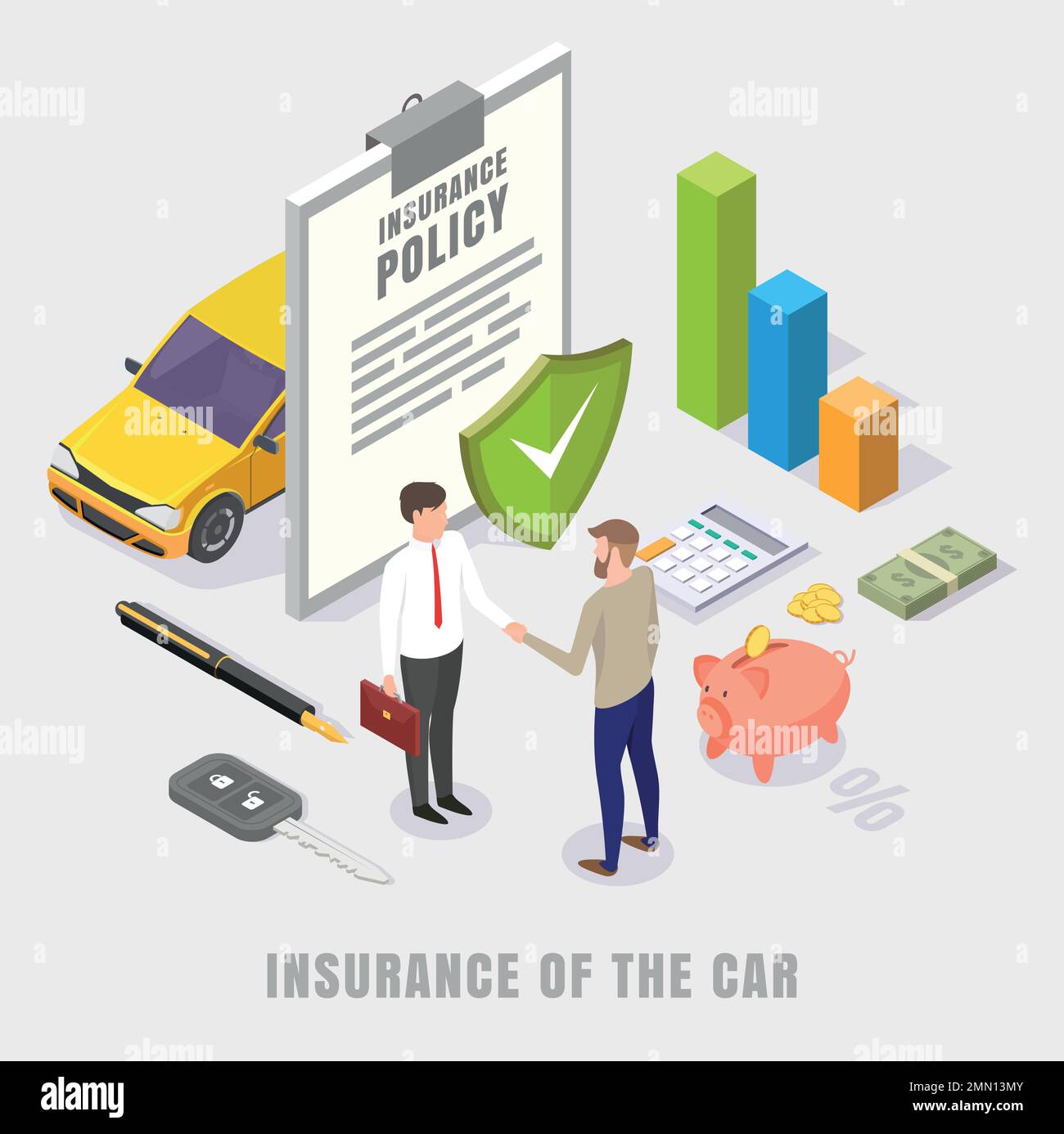 Car insurance concept vector flat isometric illustration Stock Vector ...