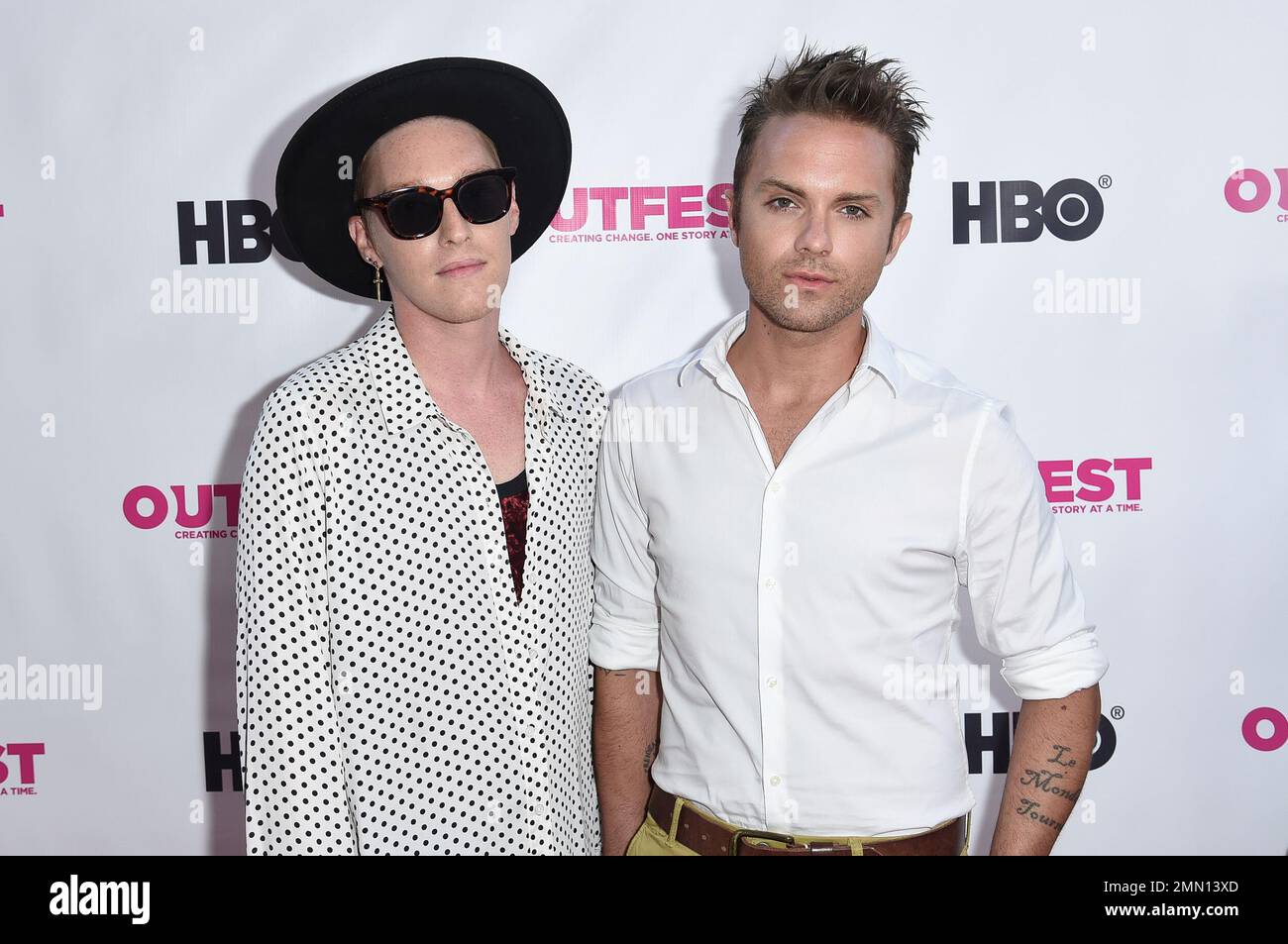 Jesse Haddock, left, and Thomas Dekker attend the 2018 Outfest Los ...