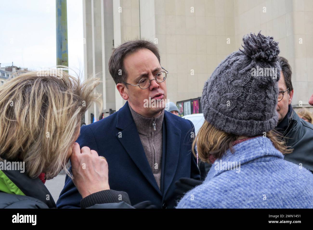 French ambassador in Iran Nicolas Roche demonstrates for the release of ...