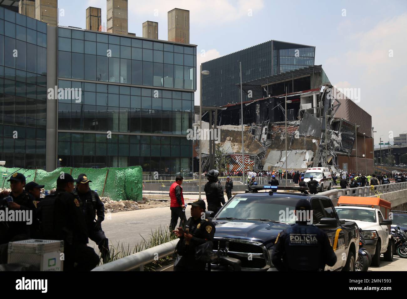 The Artz Pedregal shopping mall stands partially collapsed on the south ...