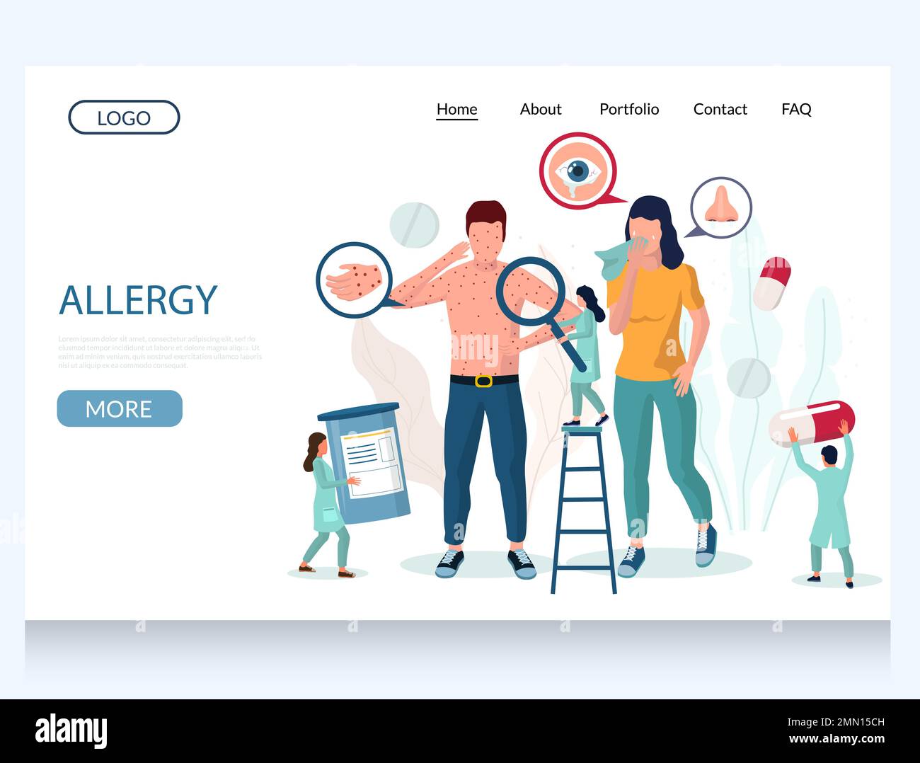 Allergy flat landing page with header hi-res stock photography and images - Alamy