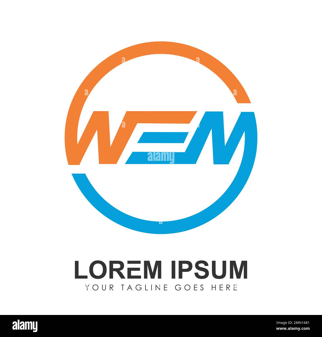 Circle Monogram Logo Initial Letters WEM Vector Sign illustration in ...