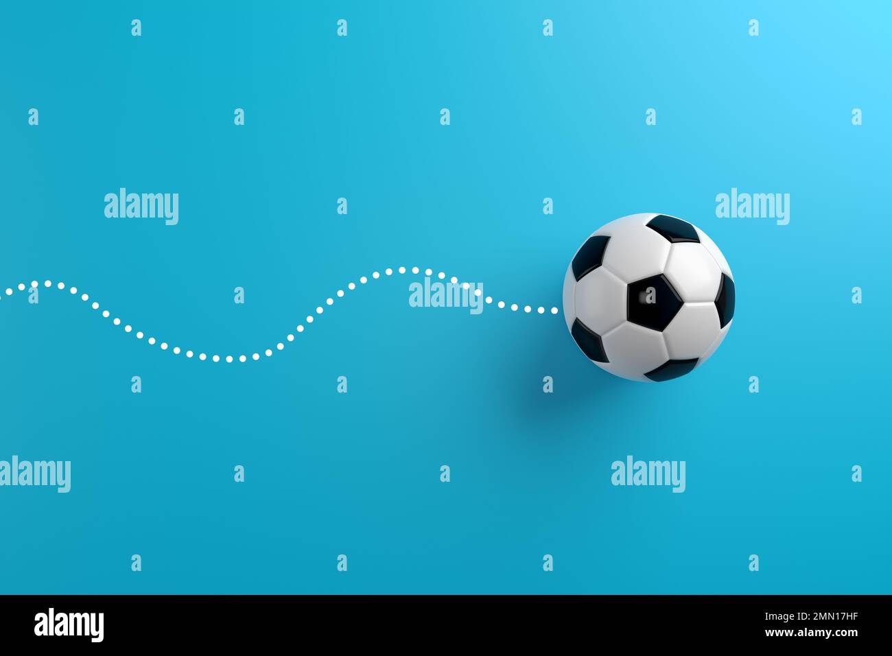 Bending football soccer ball moves to the target. Kicking, bending ...