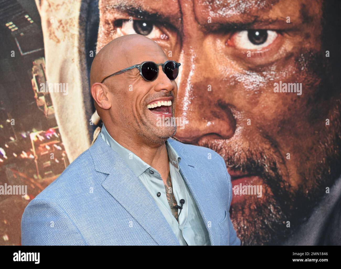 Actor Dwayne Johnson attends the "Skyscraper" premiere at AMC Loews ...