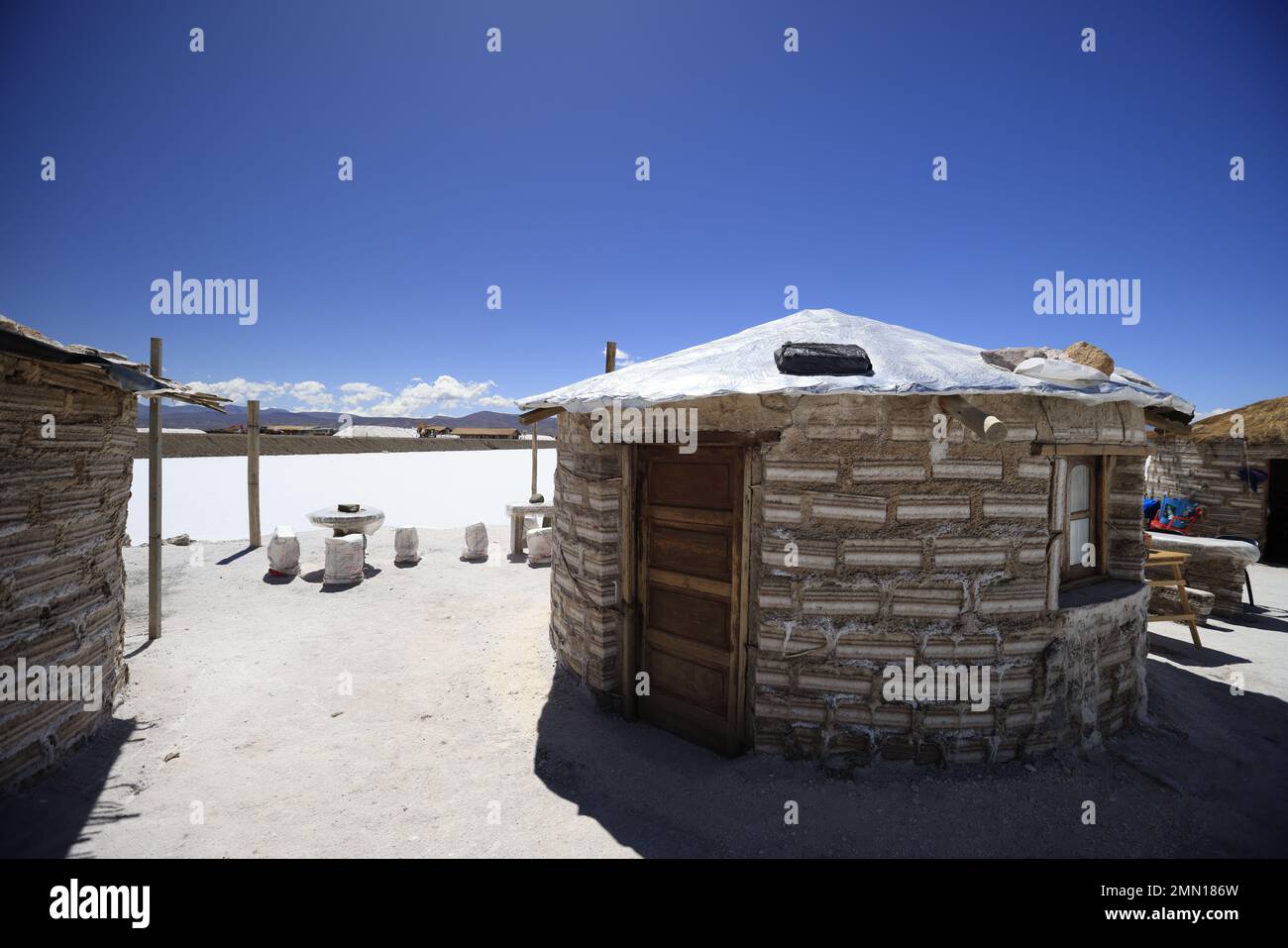 Typical salt house in the Salar Grande in Argentina Stock Photo - Alamy