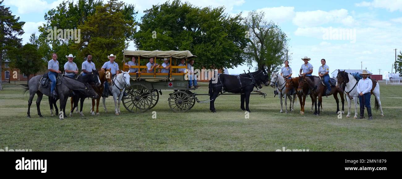 The Fort Carson Mountain Color Guard (FCMCG), position their horses for the 2022 National ...