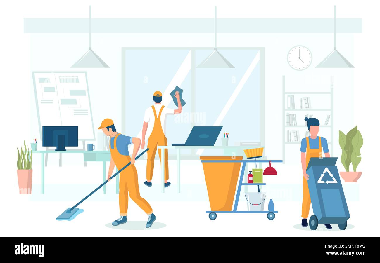 Professional office cleaning services vector concept illustration Stock ...