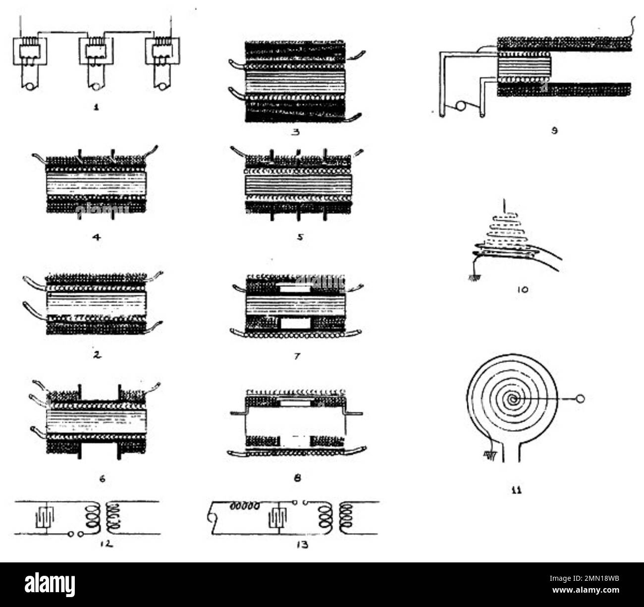 Nikola Tesla showing stages in his evolution of the high frequency ...