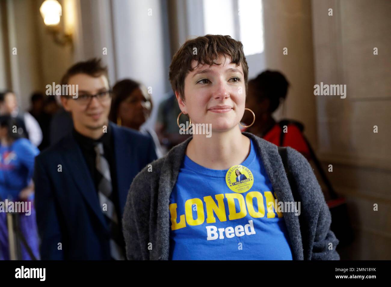Emily Suna waits in line to talk to new San Francisco Mayor London ...
