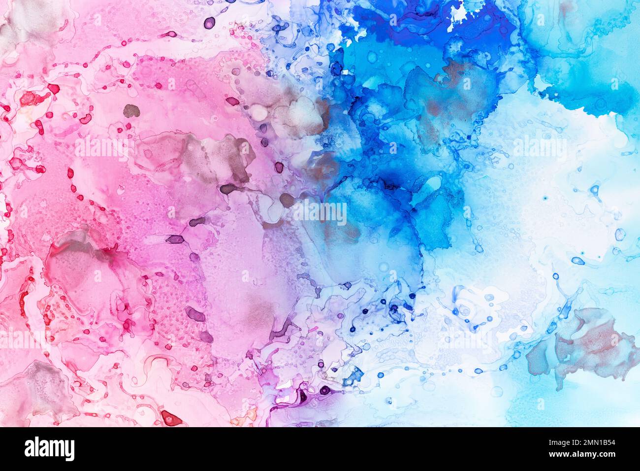 Abstract bright red pink and purple alcohol ink paint drops and ...