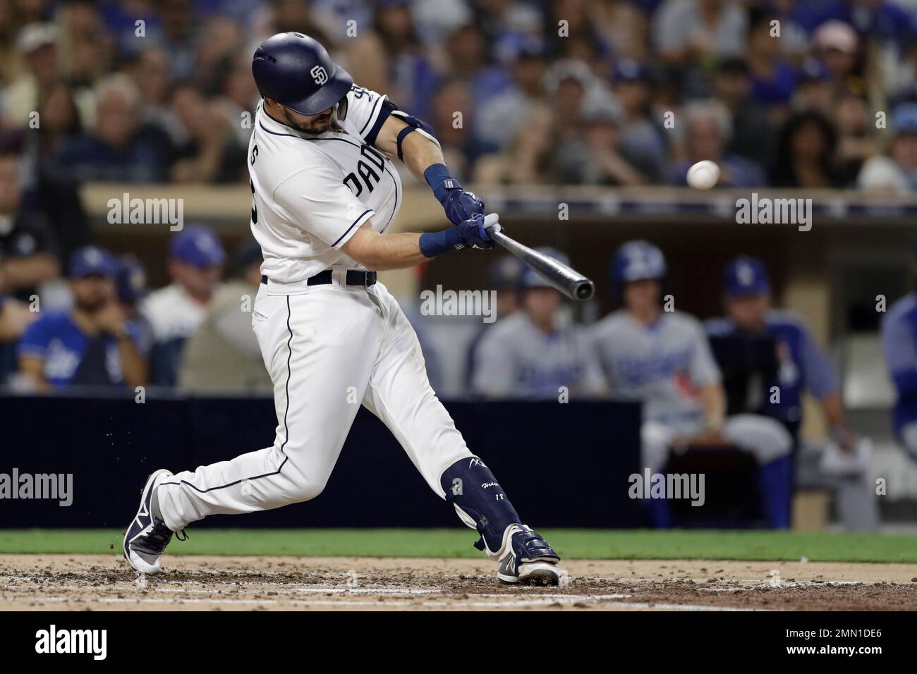 San Diego Padres' Austin Hedges hits a three-run home run during the ...