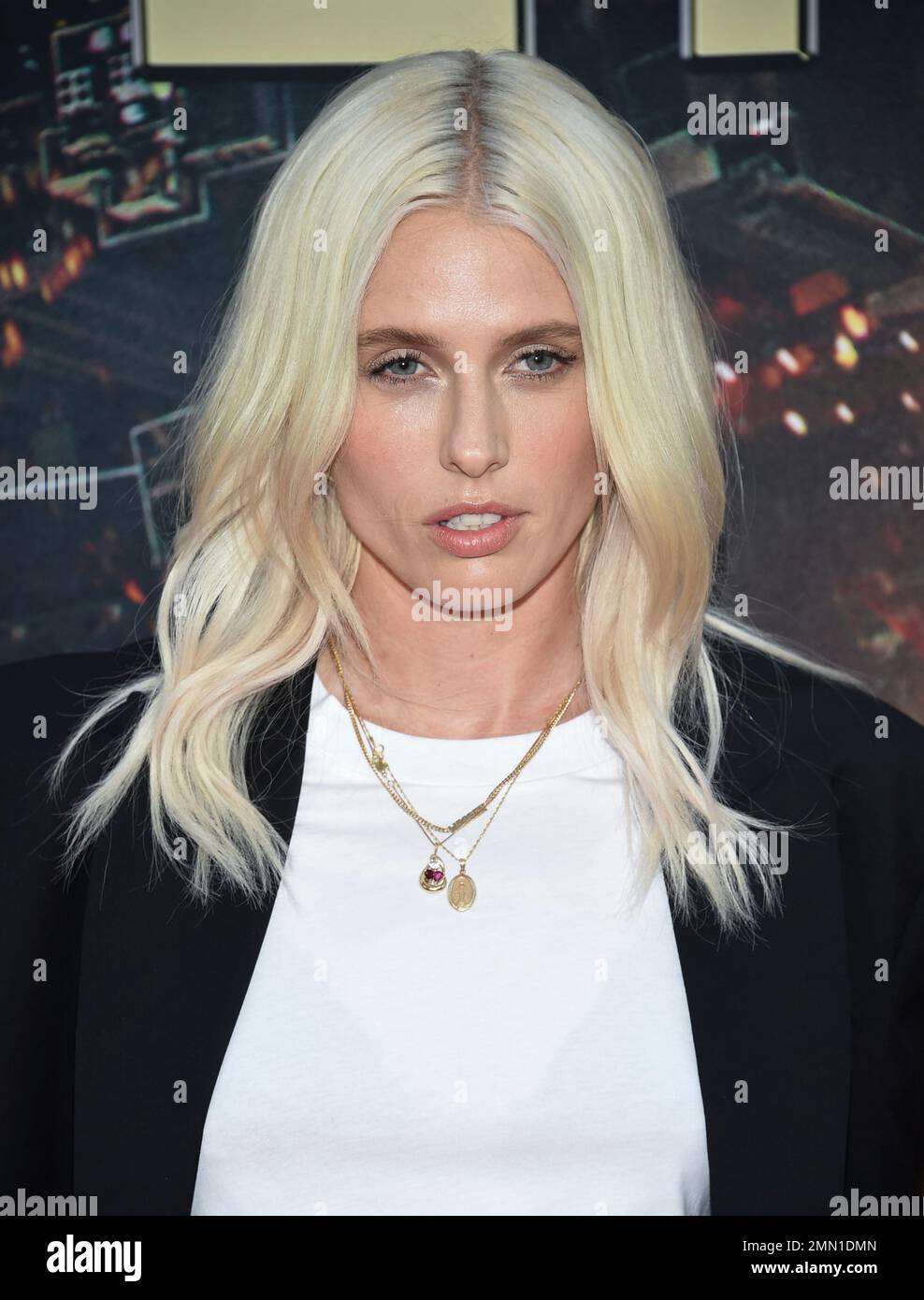 Model Lauren Wasser attends the "Skyscraper" premiere at AMC Loews ...