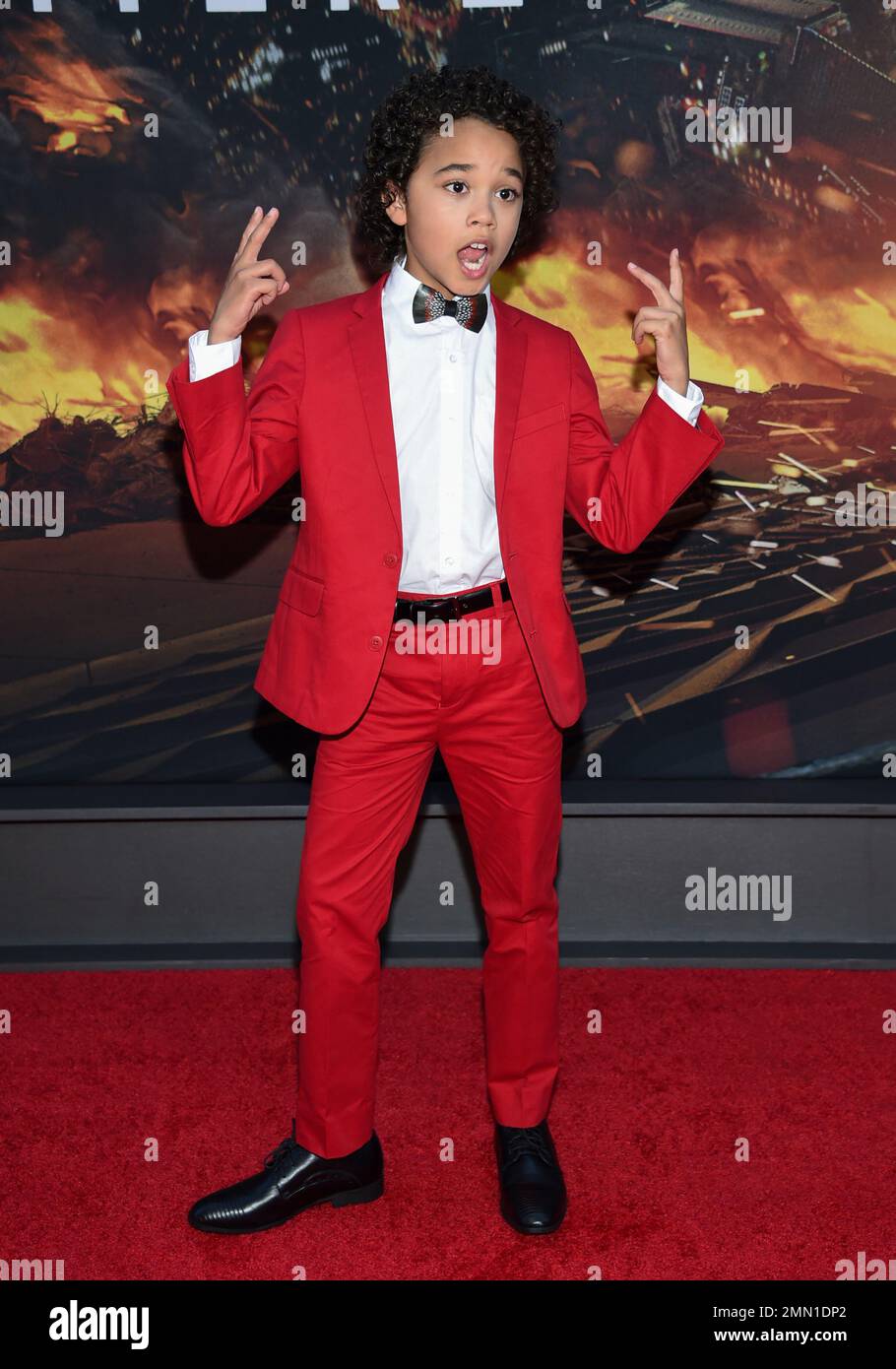 Actor Noah Cottrell attends the "Skyscraper" premiere at AMC Loews ...