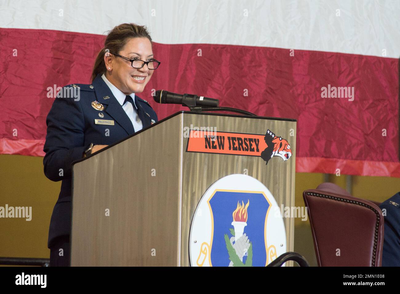 Col. Bernadette Maldonado gives her remarks during the 108th Mission ...