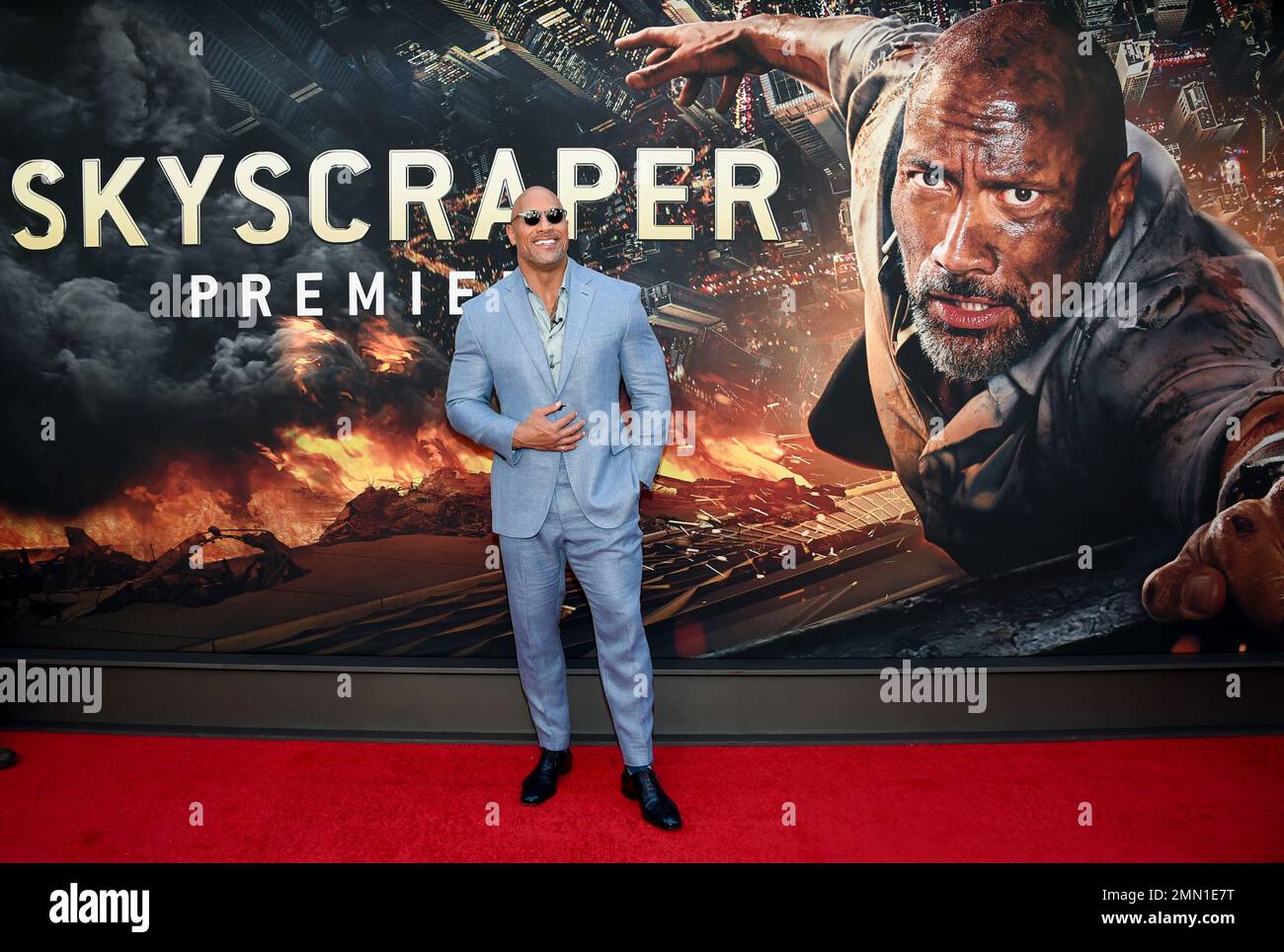 Actor Dwayne Johnson attends the "Skyscraper" premiere at AMC Loews ...