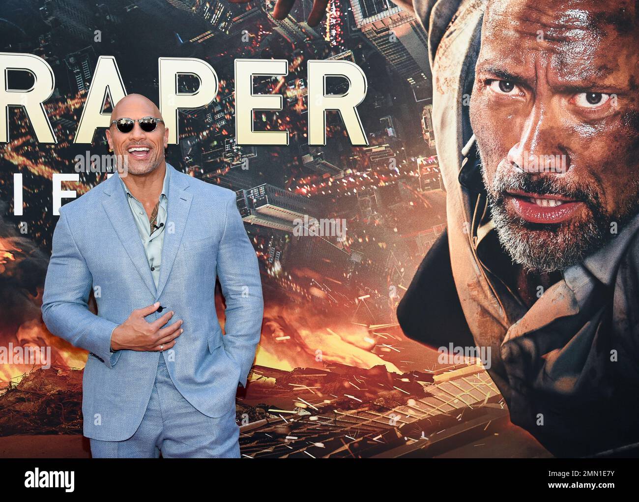 Actor Dwayne Johnson attends the "Skyscraper" premiere at AMC Loews ...