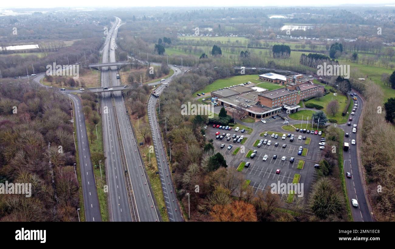 Peterborough, UK. 28th Jan, 2023. The A1260 Nene Parkway, near the Holiday Inn and Thorpe Wood ...
