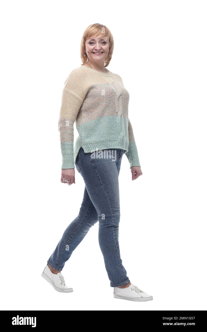 Woman striding forward in sneakers hi-res stock photography and images ...