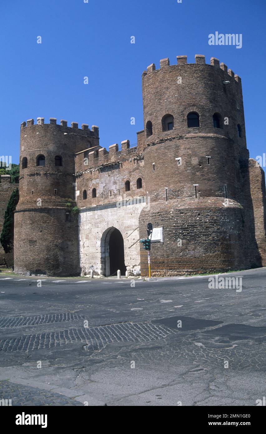 Italy, Rome, Porta San Sabastiano, one of the best preserved gateway's ...