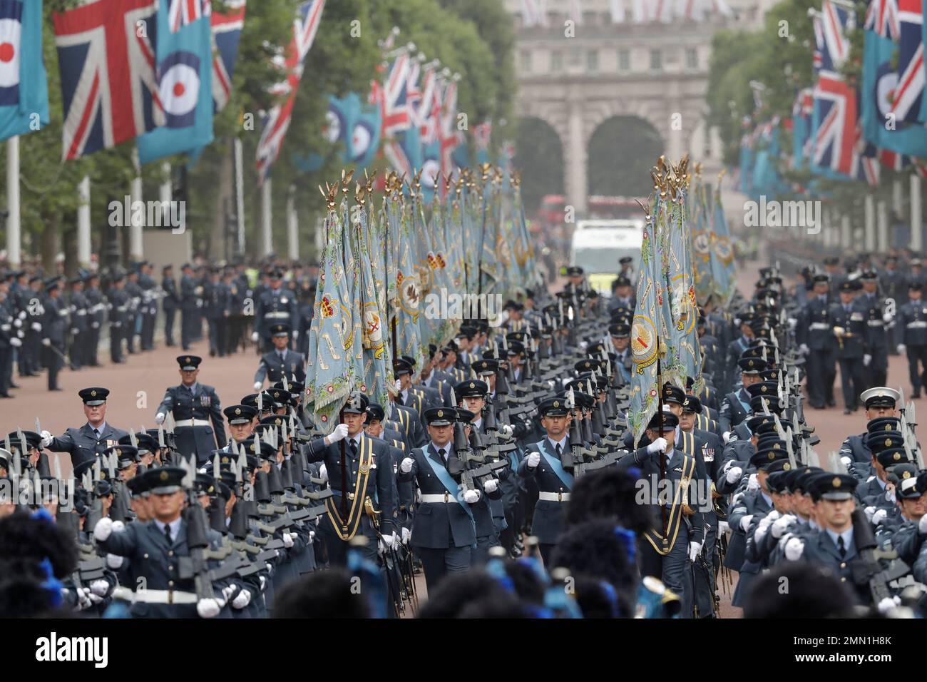 Members of the Royal Air Force (RAF) parade down The Mall towards ...