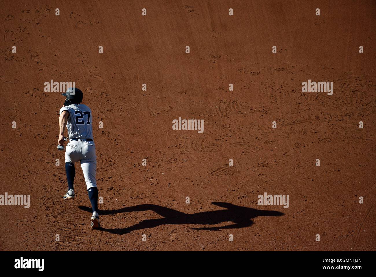 New York Yankees' Giancarlo Stanton runs toward second base in the ...