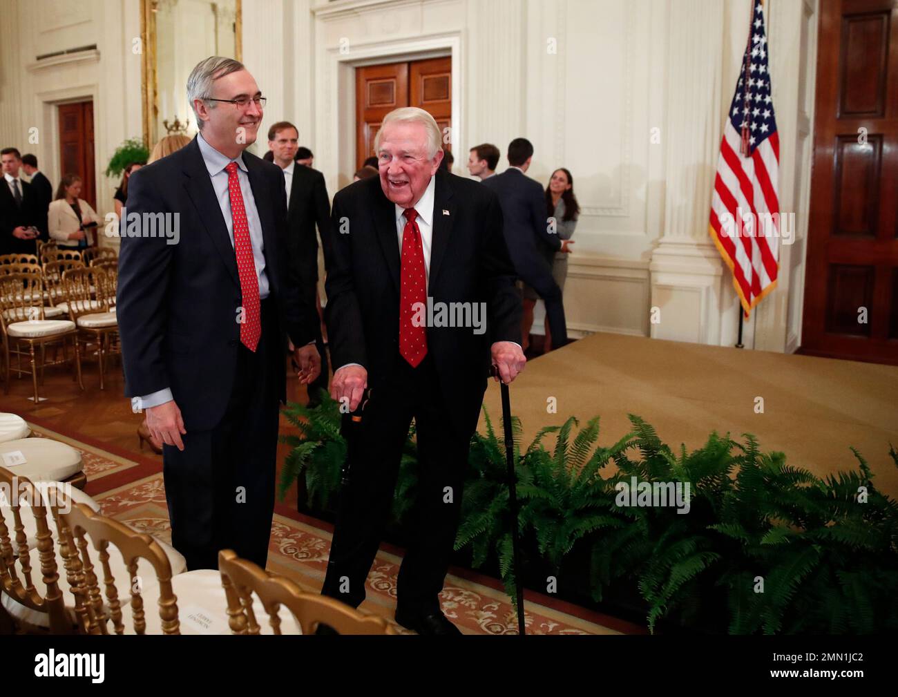 Former Attorney General Edwin Meese III, right, departs after President ...