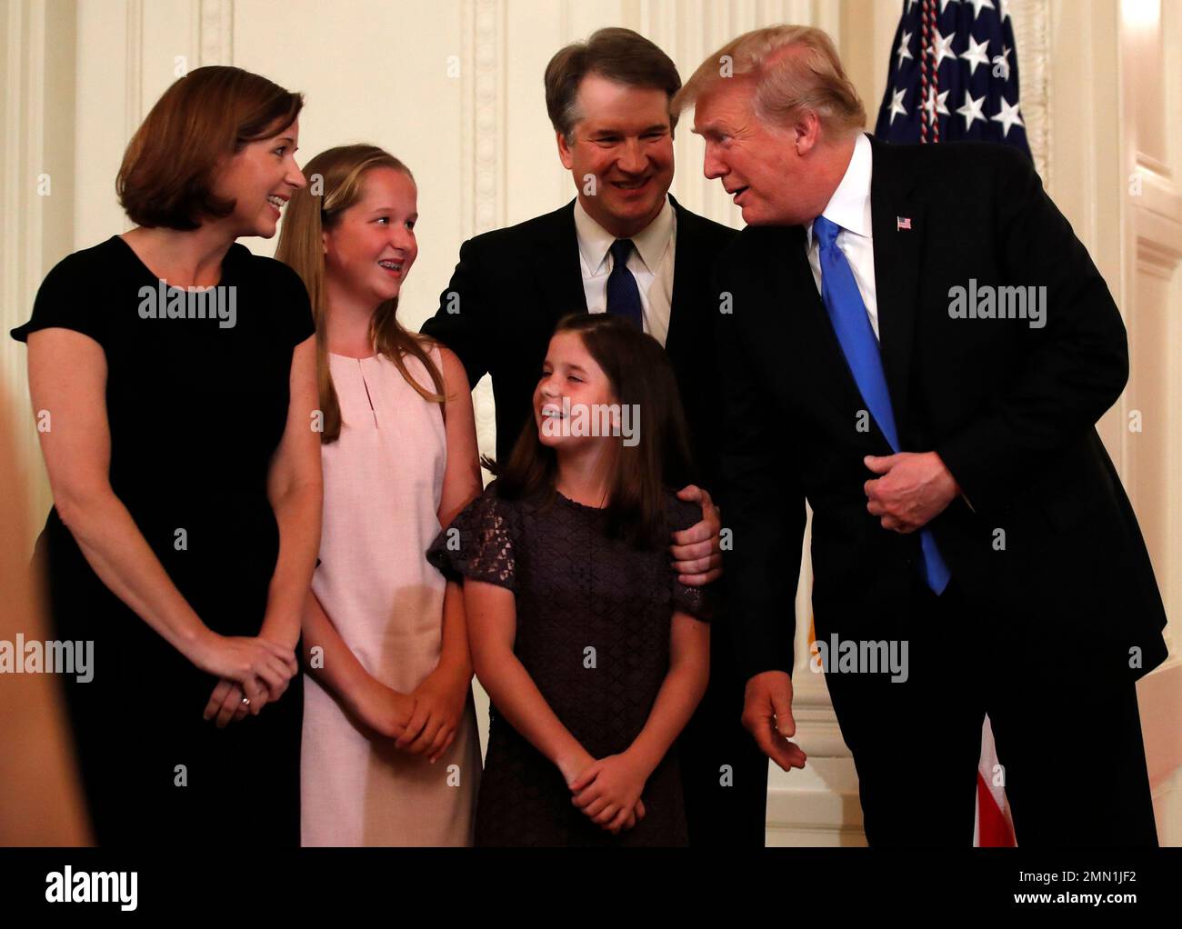 President Donald Trump talks with Judge Brett Kavanaugh his Supreme ...