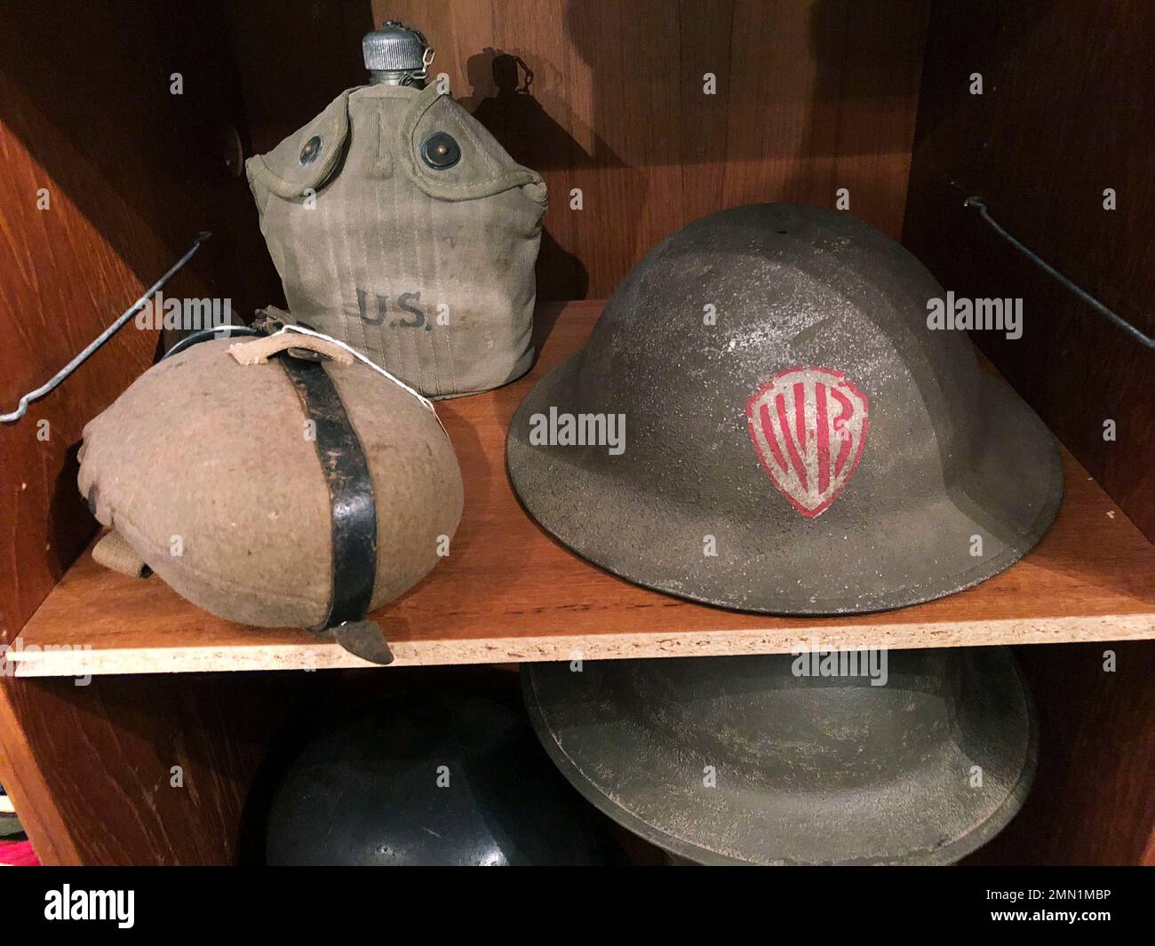 In this June 22, 2018 photo, canteens from World War II sit on a shelf ...