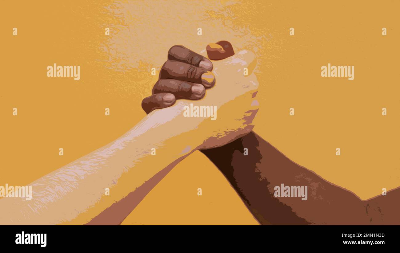 Friendly powerful handshake between unrecognizable African-American ...