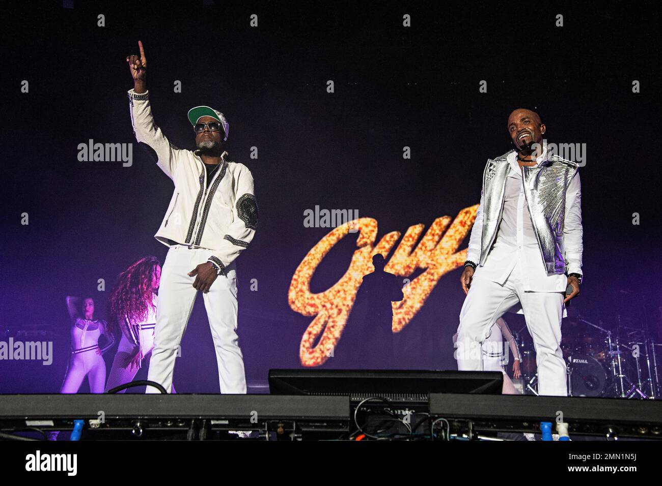 Damion Hall, left, and Aaron Hall of Guy perform at the 2018 Essence ...