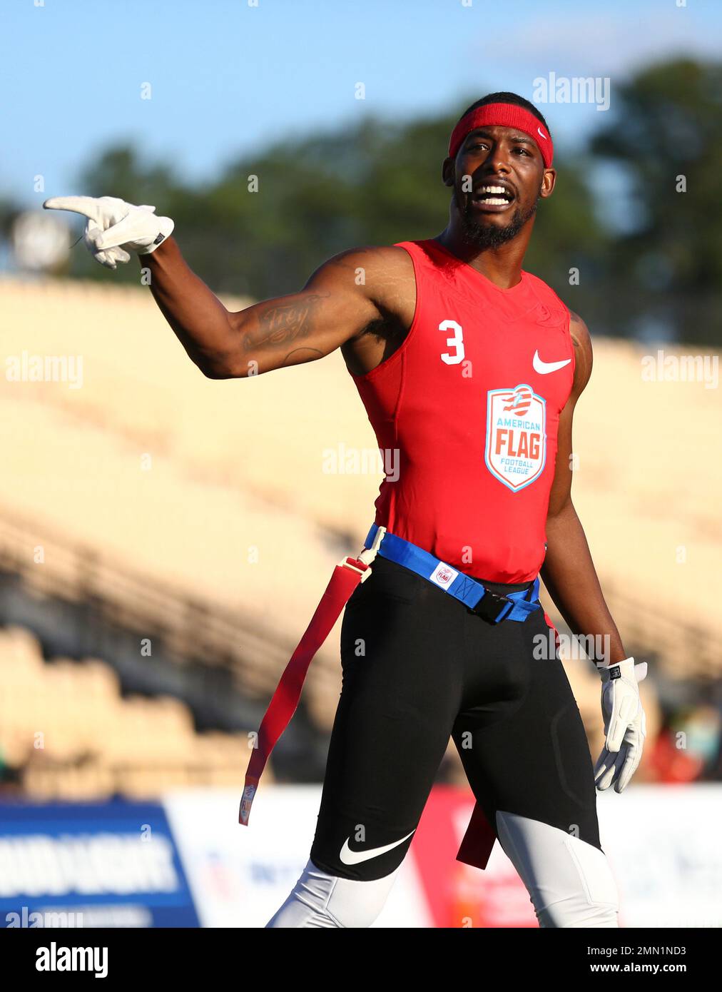 Code Red's Tyrell Wright gestures during the American Flag Football ...