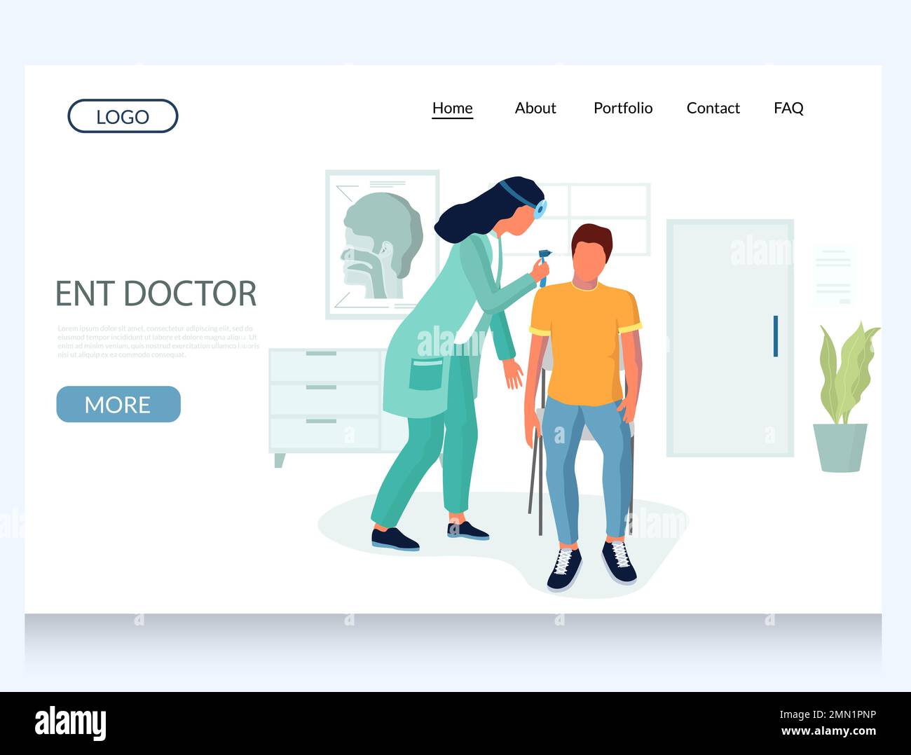 Ent doctor vector website landing page design template Stock Vector Image & Art - Alamy