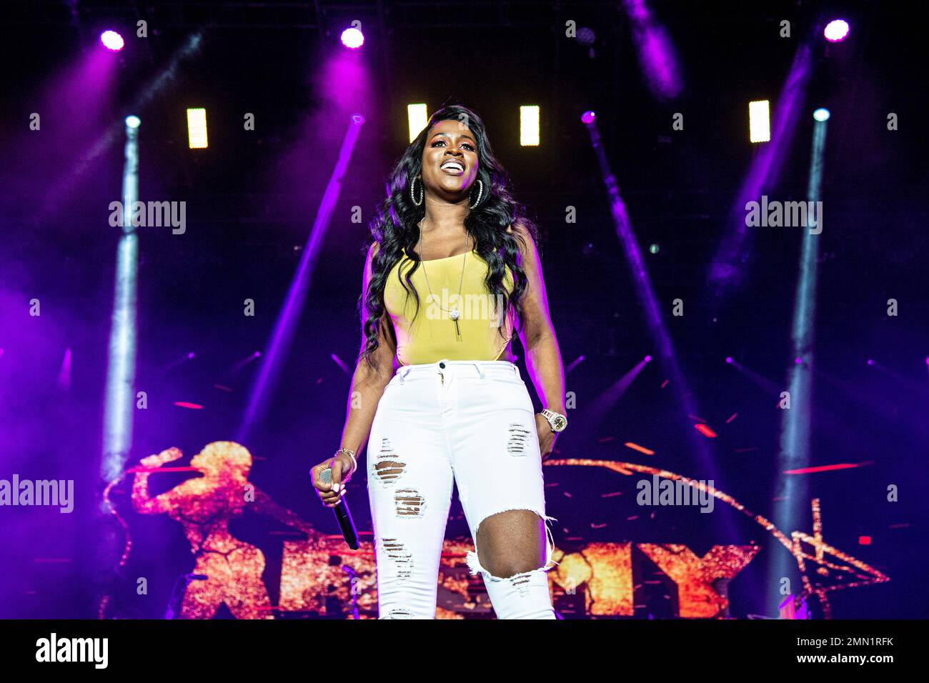 Remy Ma performs at the 2018 Essence Festival at the Mercedes-Benz ...