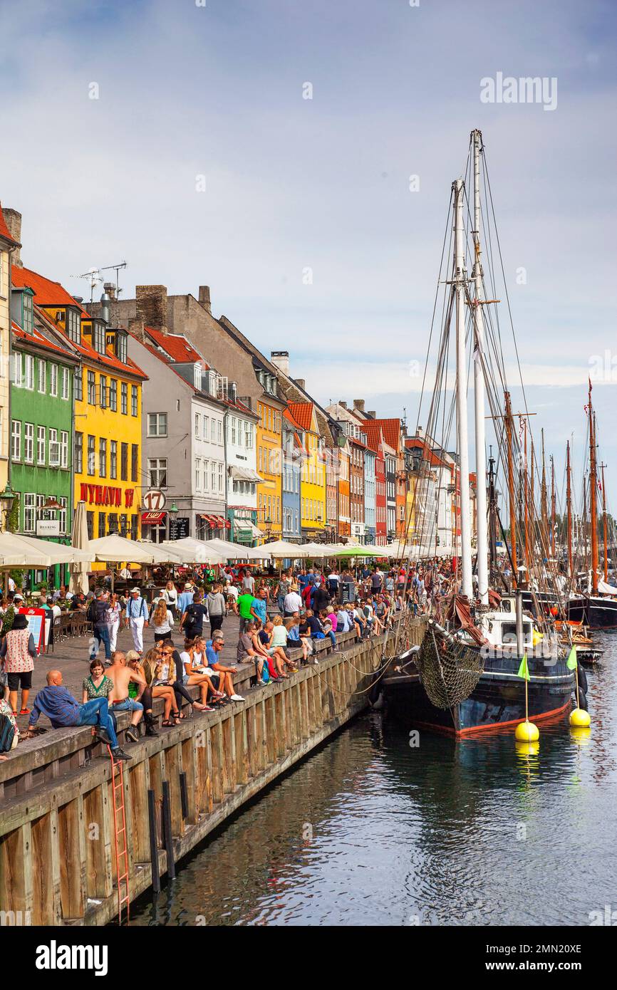 Denmark, Copenhagen, Nyhavn or New Harbour is a 17th-century waterfront ...