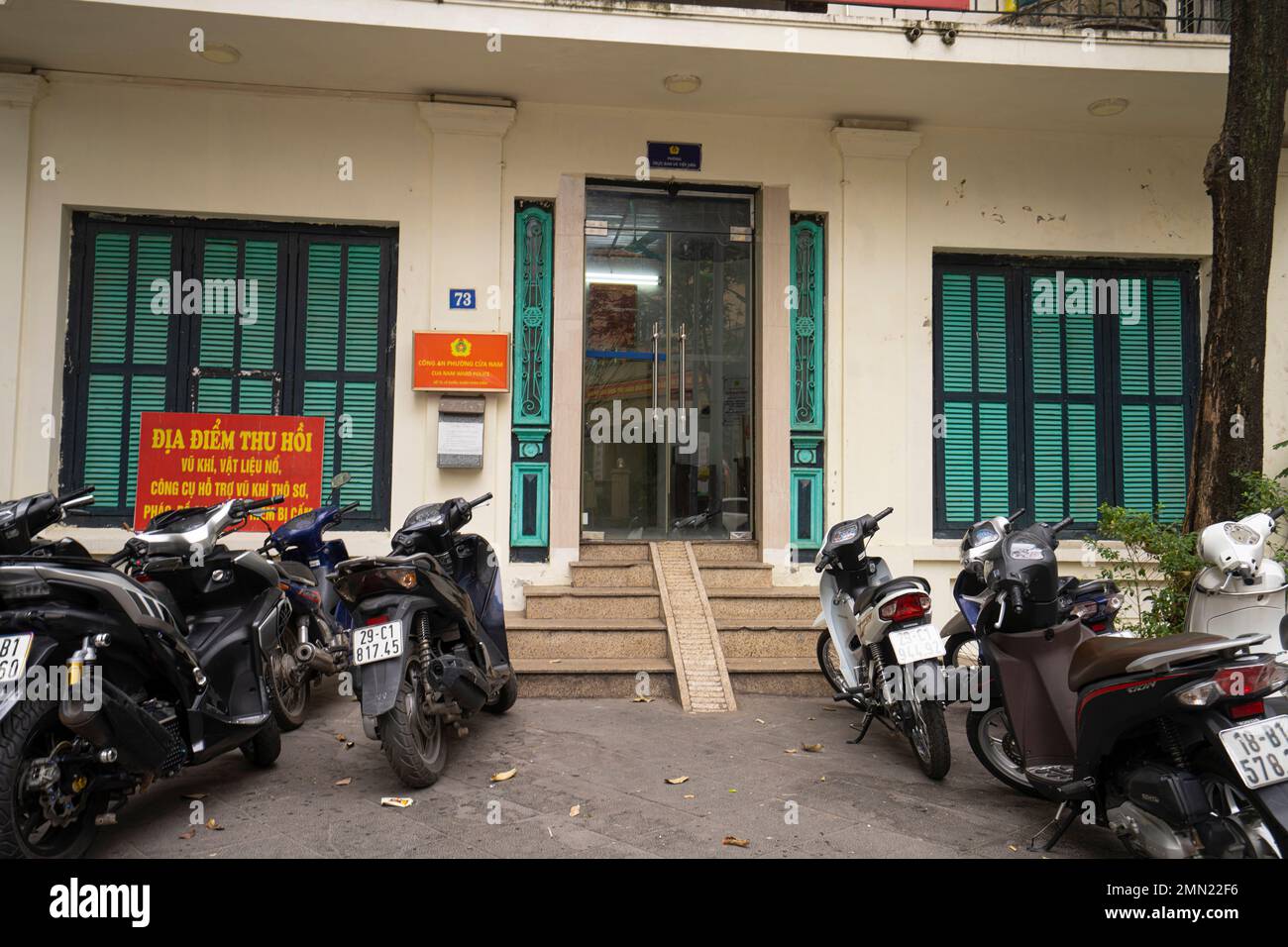 Hanoi, Vietnam, January 2023. External view of the Cua Nam Ward Police ...