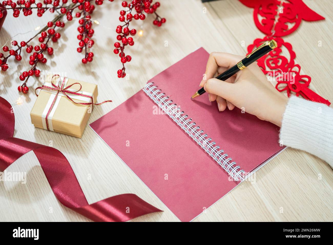 The young woman to write CARDS Stock Photo - Alamy