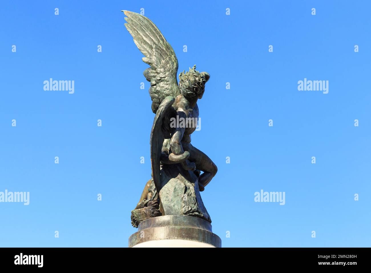 MADRID, SPAIN - MAY 24, 2017: This is the figure of the Fallen Angel on ...