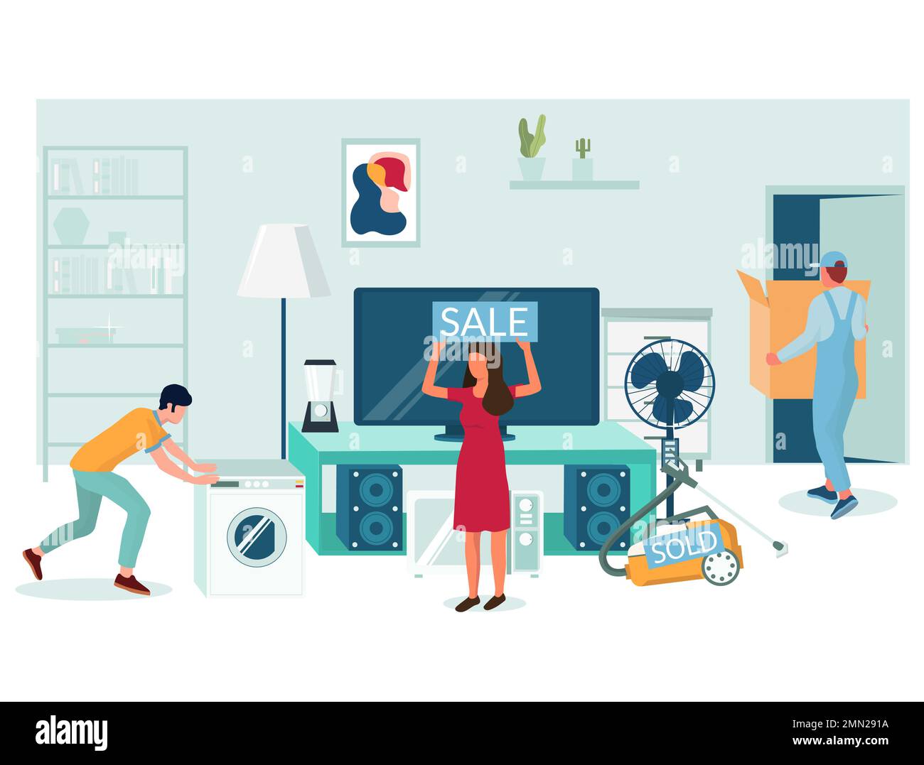 Home electronic appliances sale, vector flat illustration Stock Vector ...