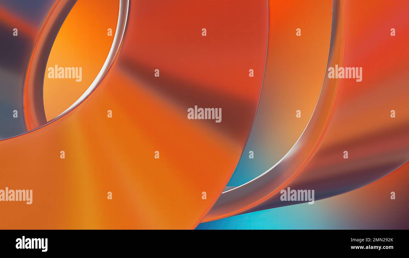 Red, orange, intertwined bent glassy objects abstract, dramatic ...