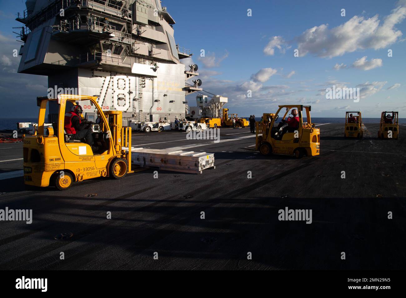 Sailors assigned to the first-in-class aircraft carrier USS Gerald R ...