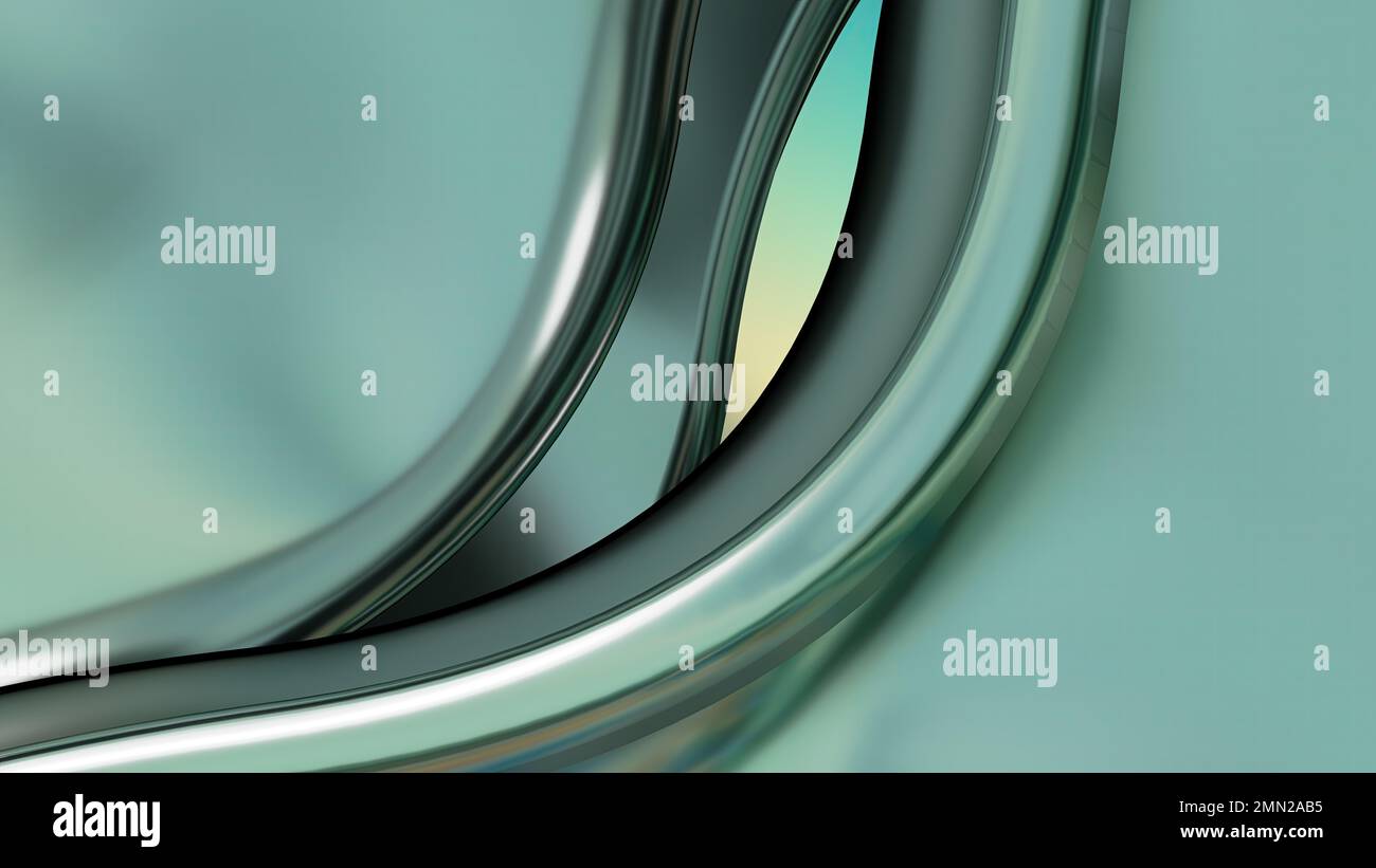 Green beautiful Bezier line metal flowing from top to bottom Abstract ...