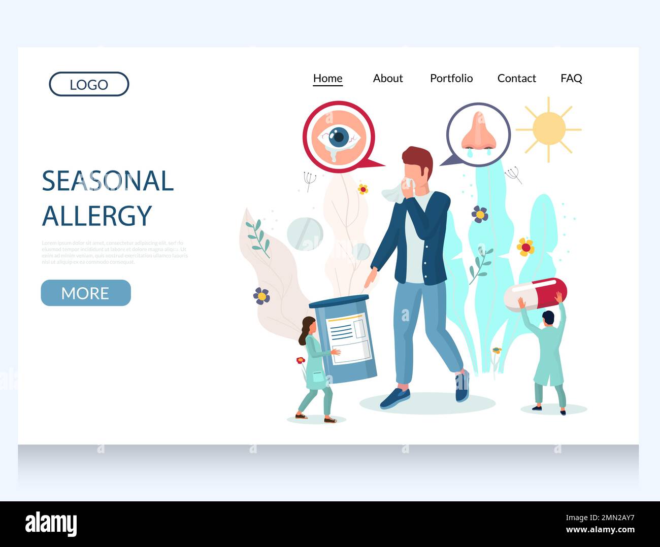 Seasonal allergy vector website landing page design template Stock ...