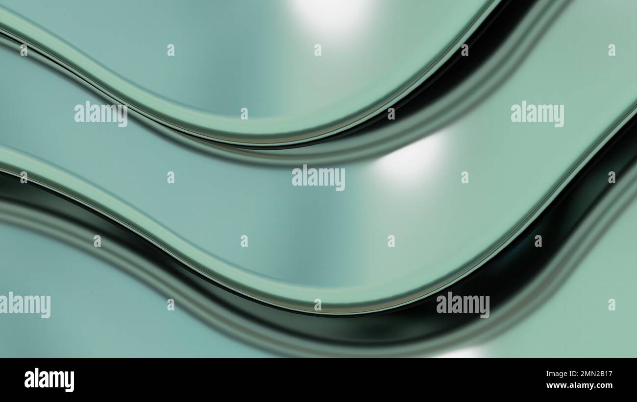 Green color Overlapping objects with beautiful curves of metal Abstract ...