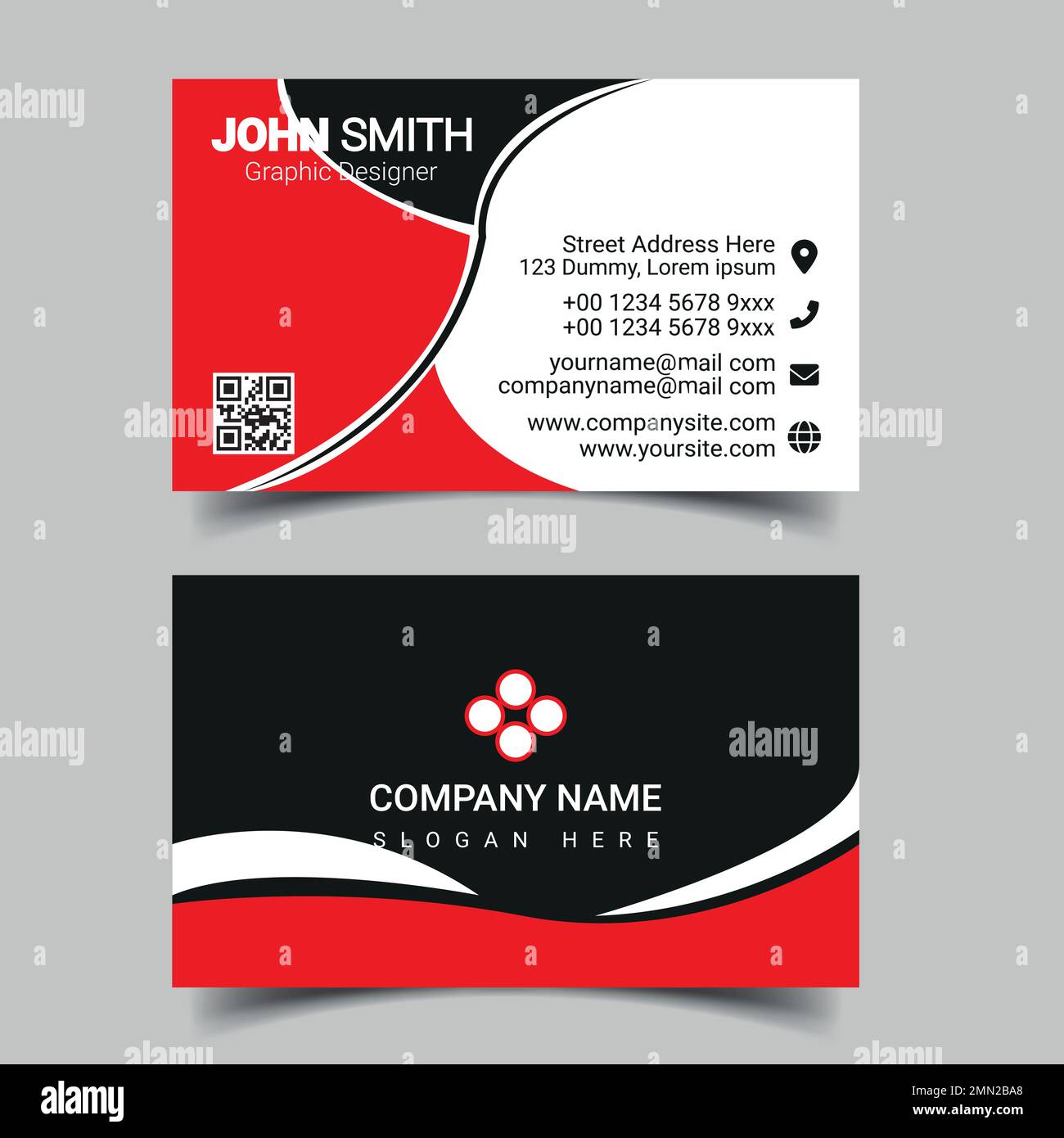 Professional business card design template for company or business. Two ...