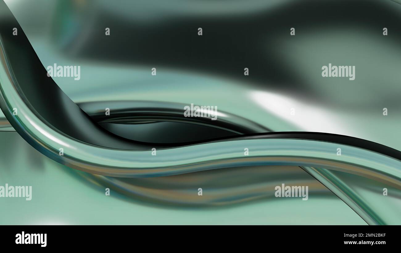 Green metallic organically intersecting beautiful curves abstract dramatic modern luxurious ...