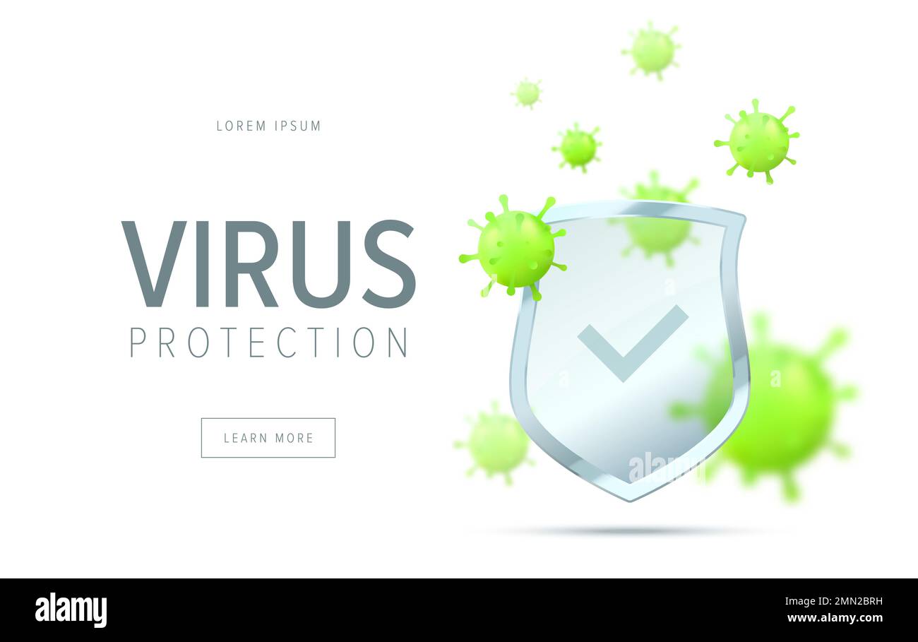 Virus protection concept. Security shield for virus protection. Vector ...