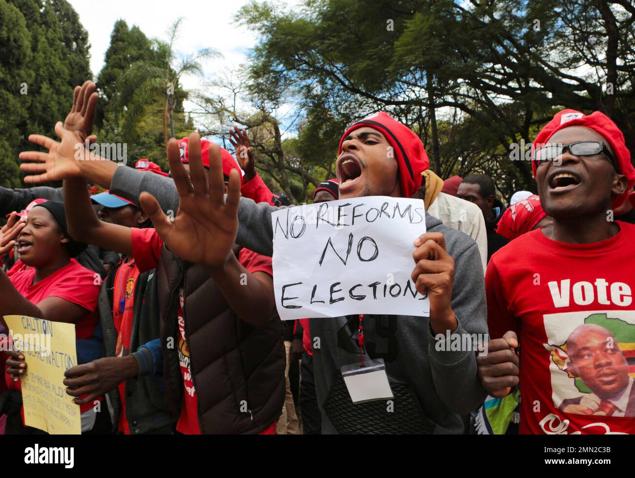 FILE -- In this June 5, 2018 file photo Zimbabwean opposition party ...