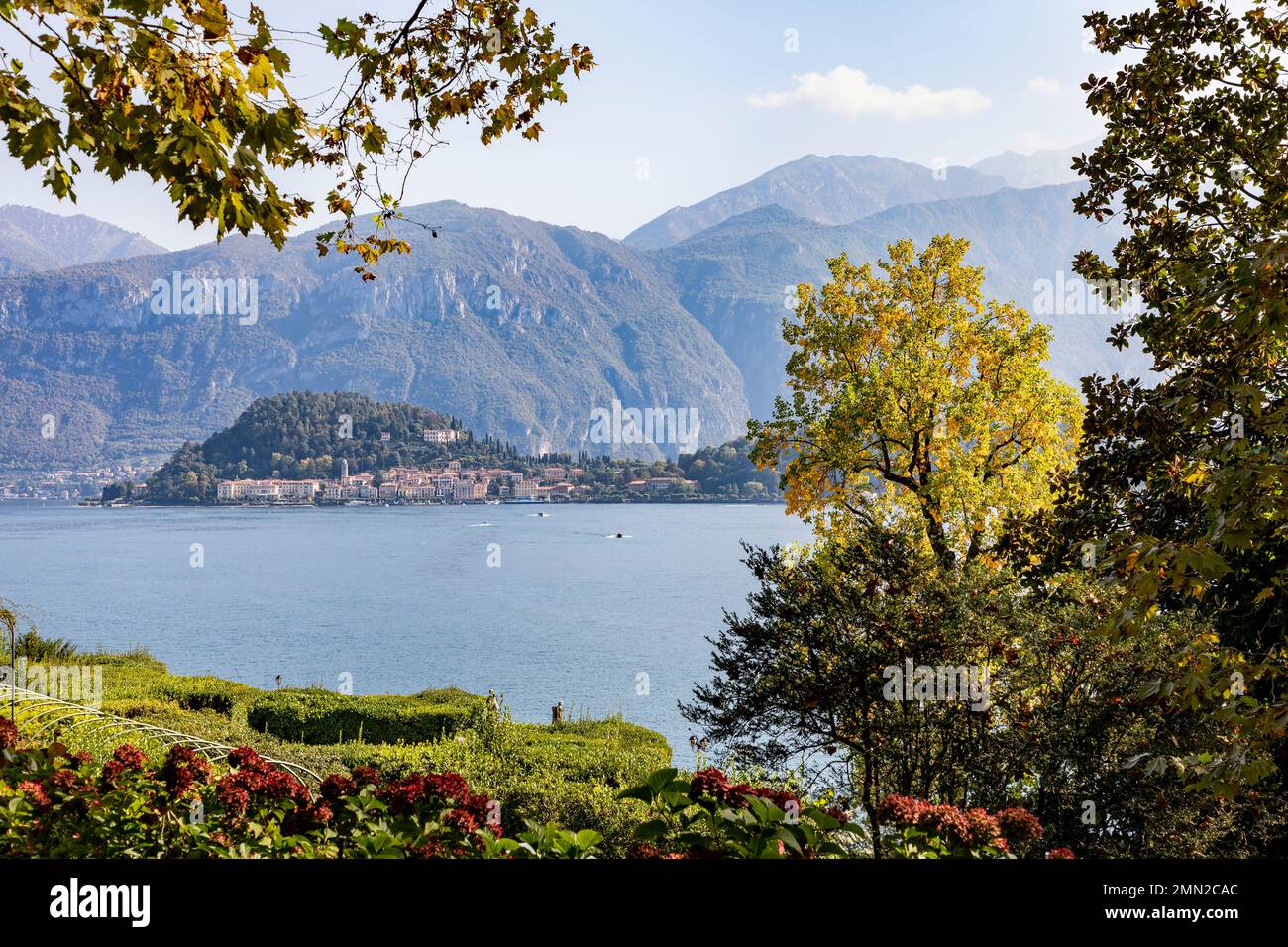 bellagio on lake como seen from gardens at tremezzo across the lake ...